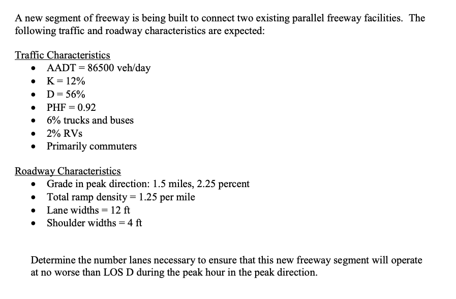 Solved A new segment of freeway is being built to connect | Chegg.com
