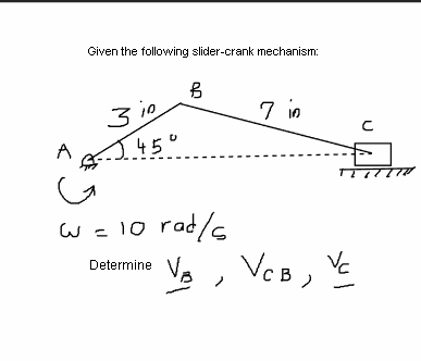 Solved Given the following slider-crank mechanism: ๙ | Chegg.com