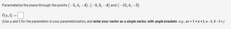 Solved Parameterize the plane through the points | Chegg.com