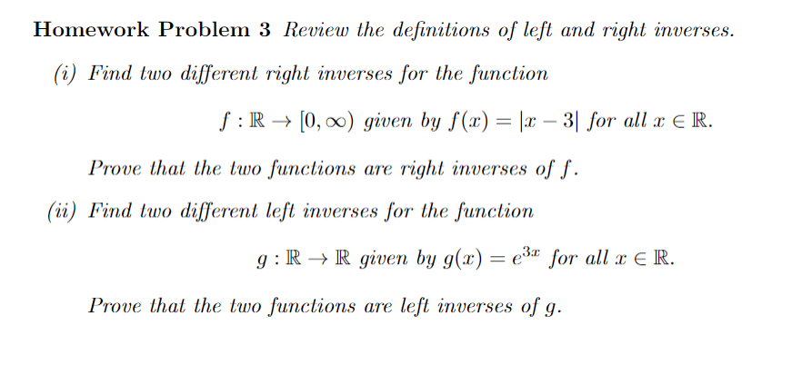 Solved Homework Problem 3 Review the definitions of left and | Chegg.com