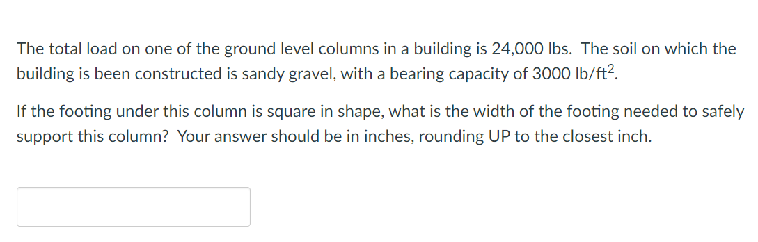 Solved The total load on one of the ground level columns in | Chegg.com