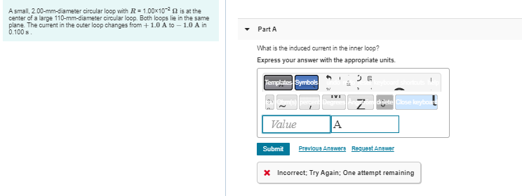 Solved A small, 2.00-mm-diameter circular loop with R = | Chegg.com