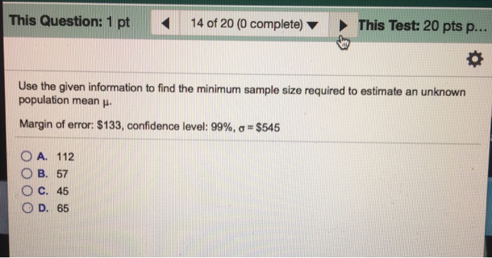 Solved Use the given information to find the minimum sample | Chegg.com