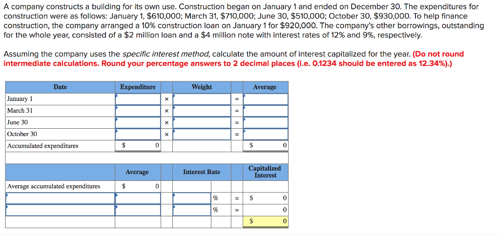 Solved A company constructs a building for its own use. | Chegg.com