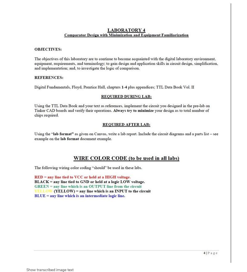 Solved LAB 4: Comparator Design with Minimization and | Chegg.com