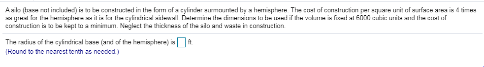 Solved A silo (base not included) is to be constructed in | Chegg.com