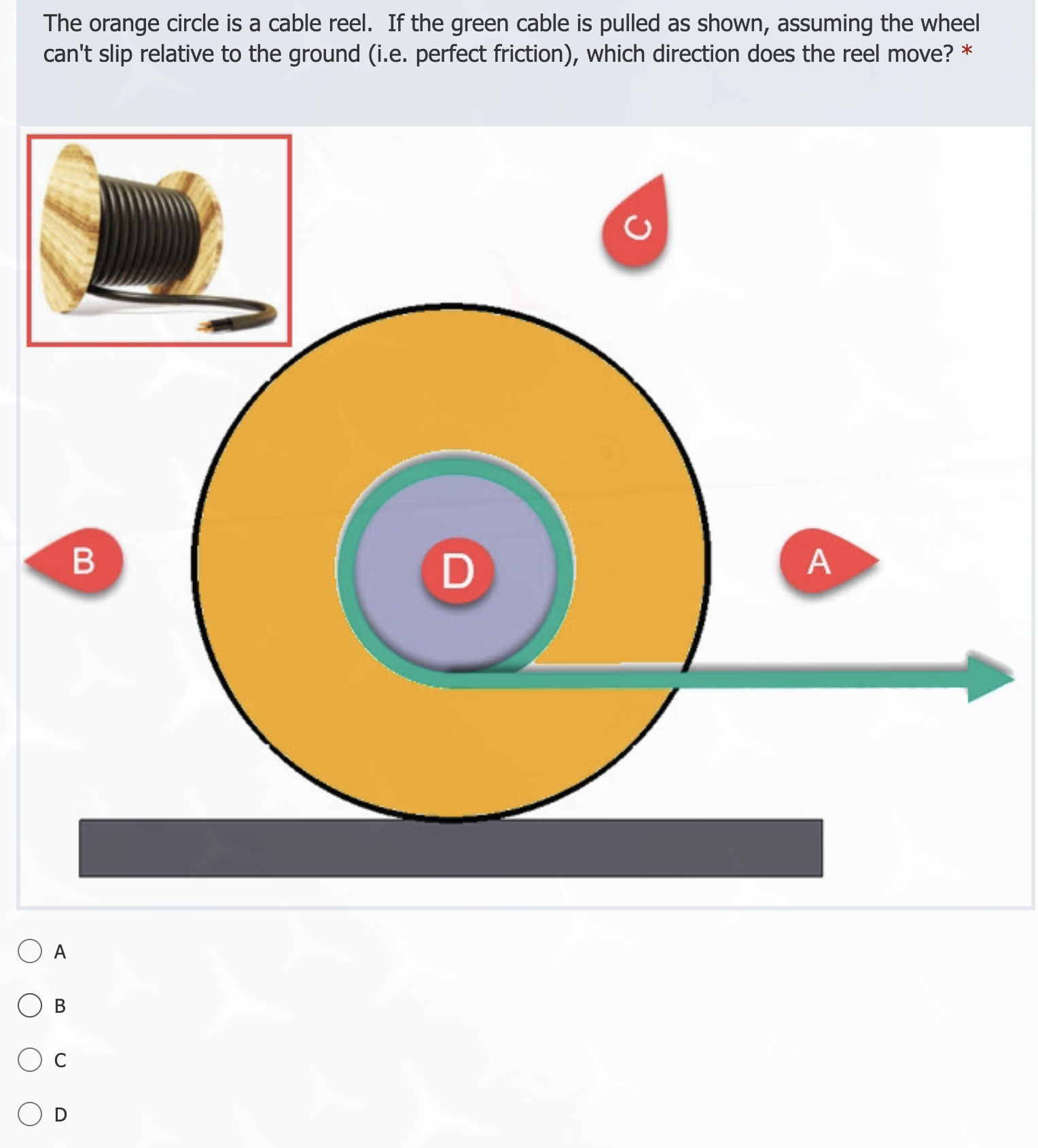 Solved The orange circle is a cable reel. If the green cable | Chegg.com