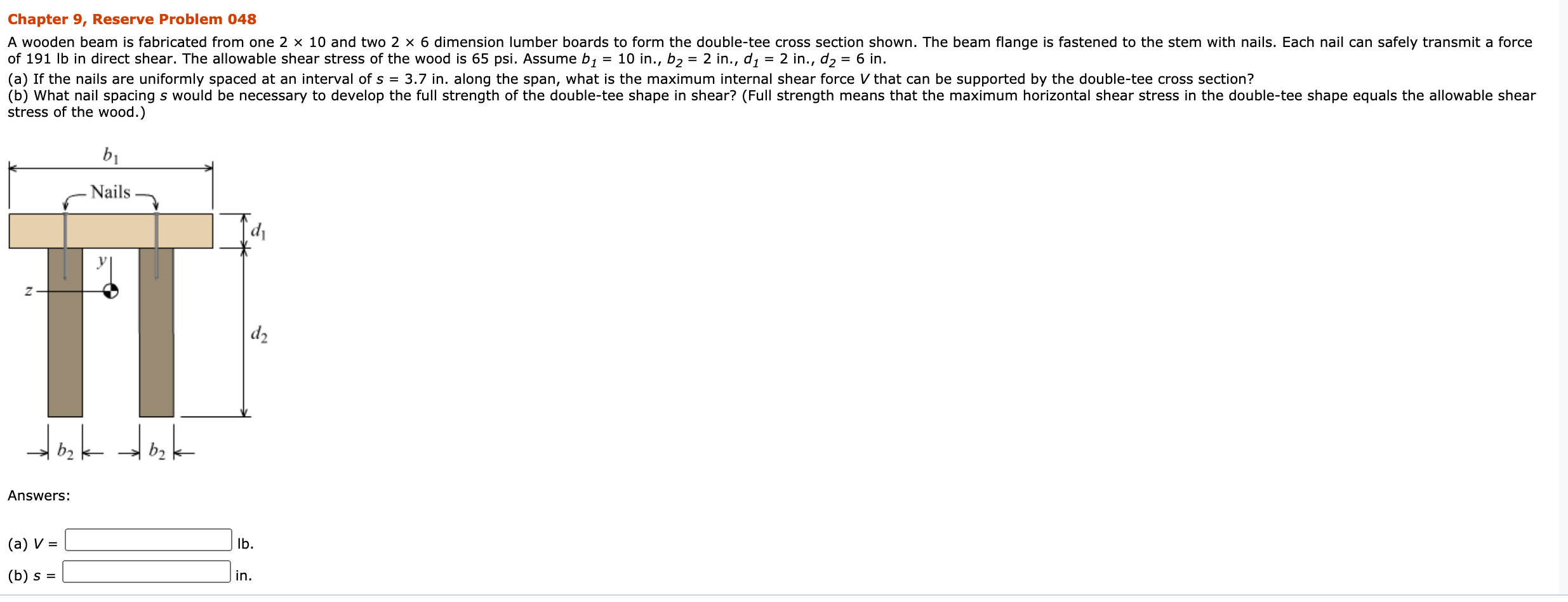 Solved Chapter 9, Reserve Problem 048 A wooden beam is | Chegg.com