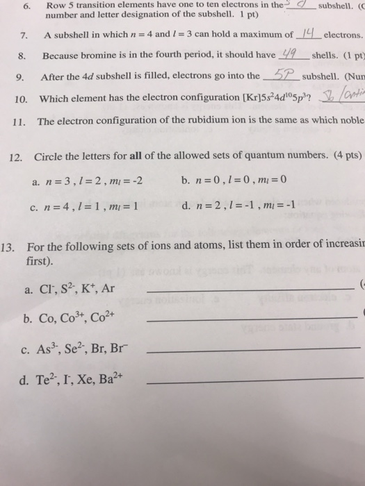Solved Row 5 transition elements have one to ten electrons | Chegg.com