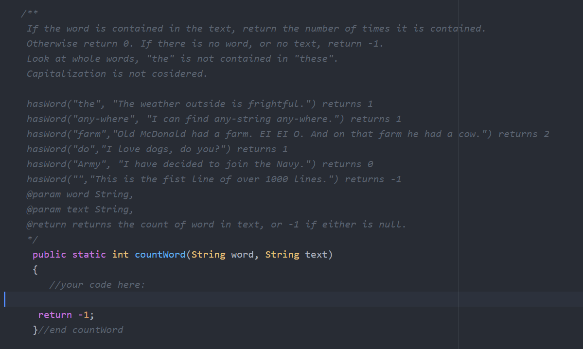 Solved If the word is contained in the text, return the | Chegg.com