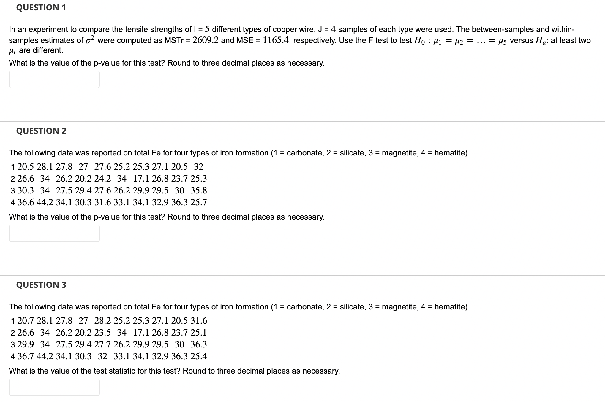 Solved QUESTION 1 In an experiment to compare the tensile | Chegg.com