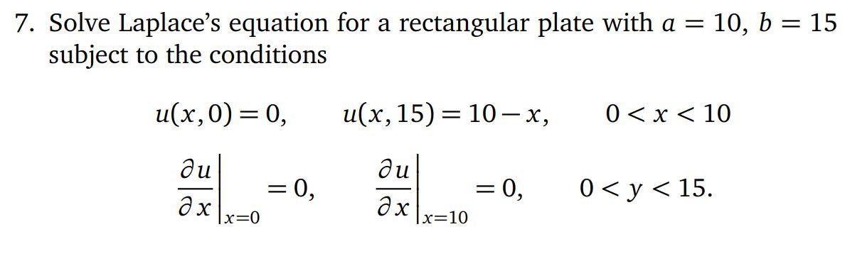 Solved Solve Laplace’s equation for a rectangular plate with | Chegg.com