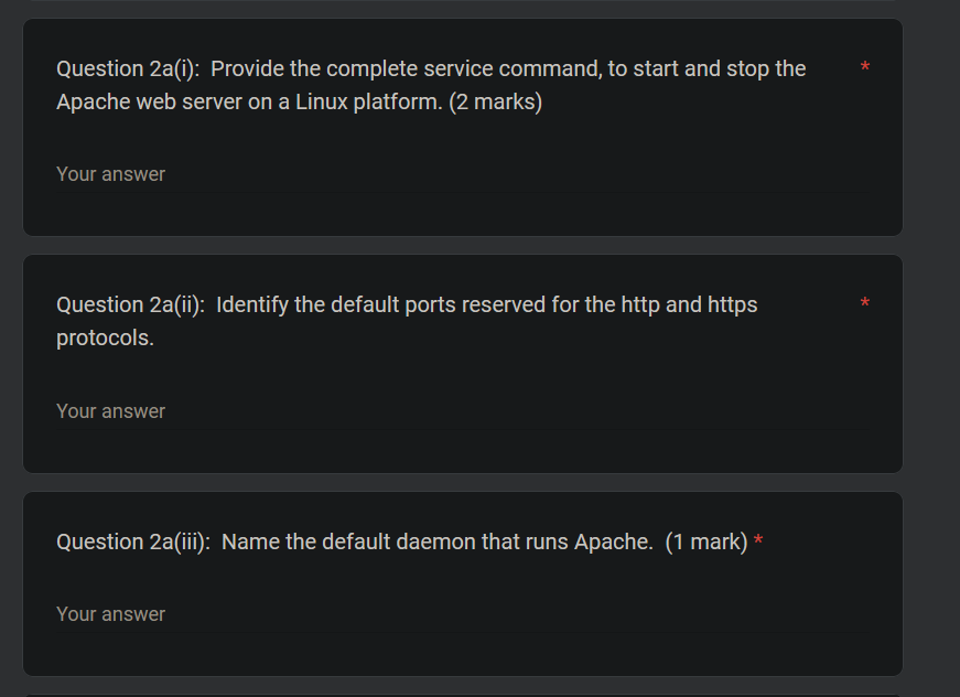 Solved Question 2a(i): Provide the complete service command, | Chegg.com