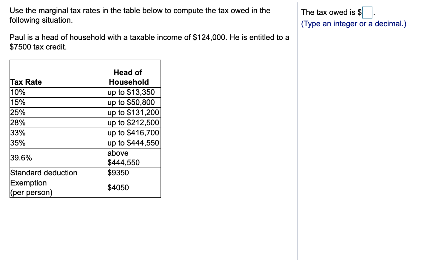 Solved Use the marginal tax rates in the table below to | Chegg.com