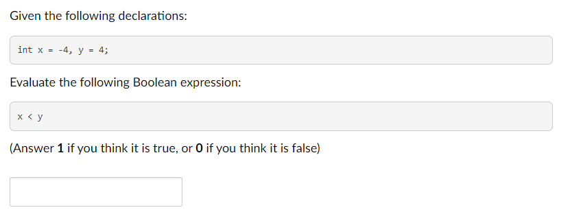 Solved Given the following declarations: int x 7, y 10; | Chegg.com