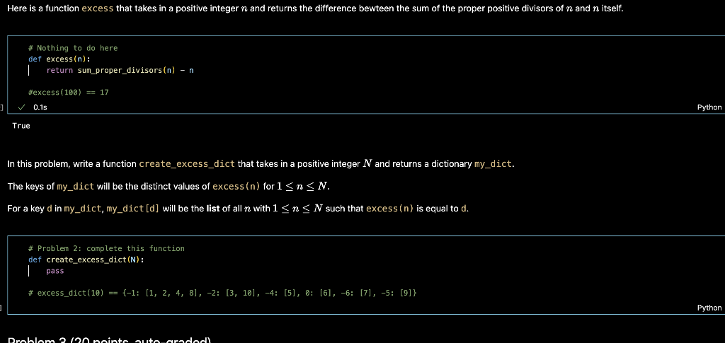 Solved Here is a function excess that takes in a positive | Chegg.com