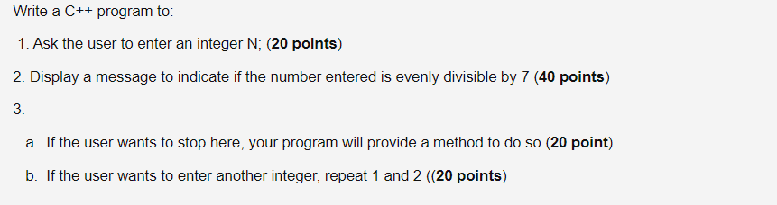 Solved Write a C++ program to: 1. Ask the user to enter an | Chegg.com