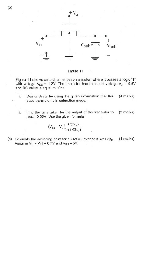 Solved Vin Cout Vout Figure 11 Figure 11 shows an n-channel | Chegg.com