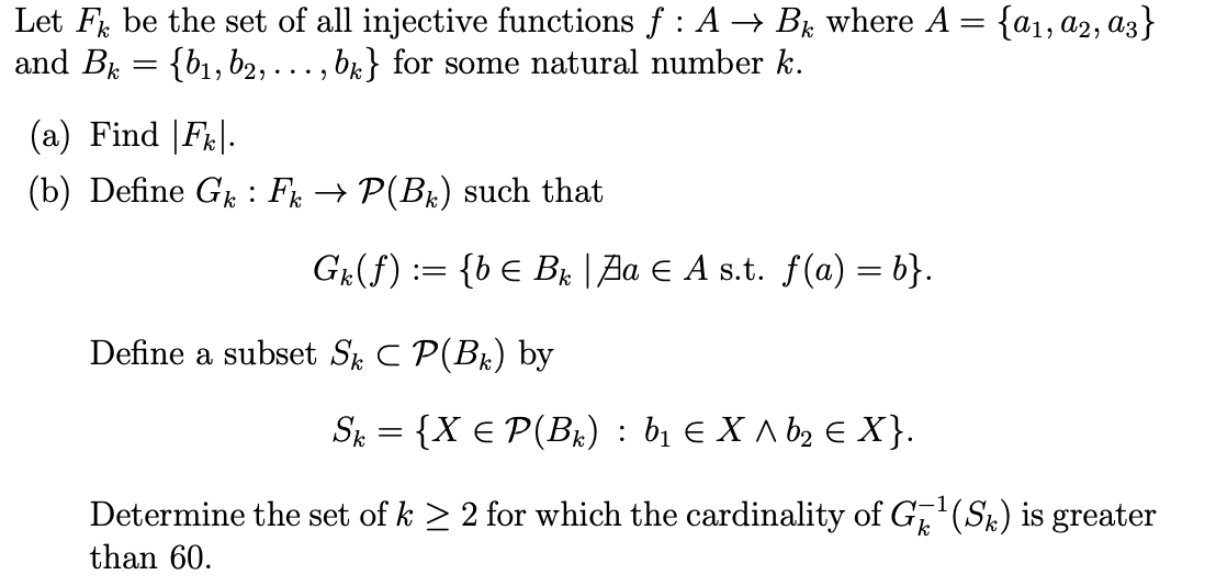 Solved Let F* be the set of all injective functions f : A + | Chegg.com