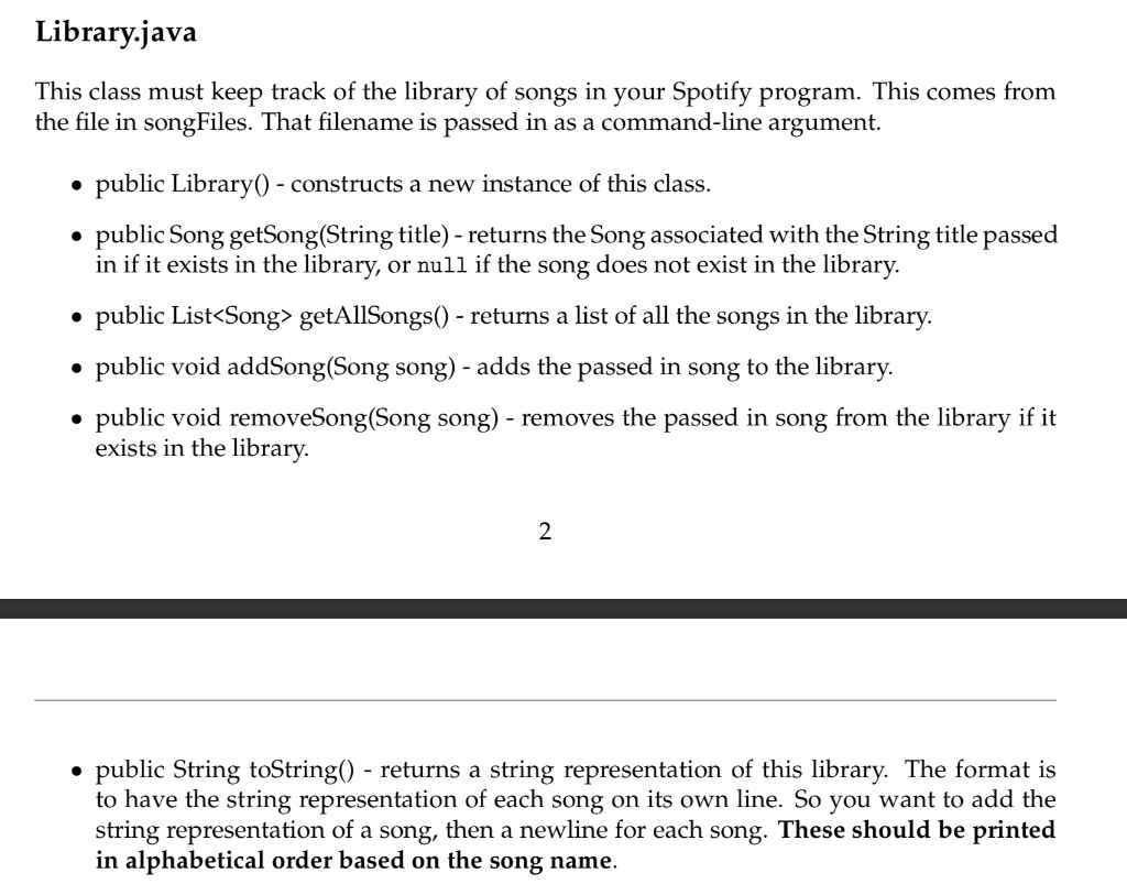Solved Song.java This class collects methods/data for a | Chegg.com