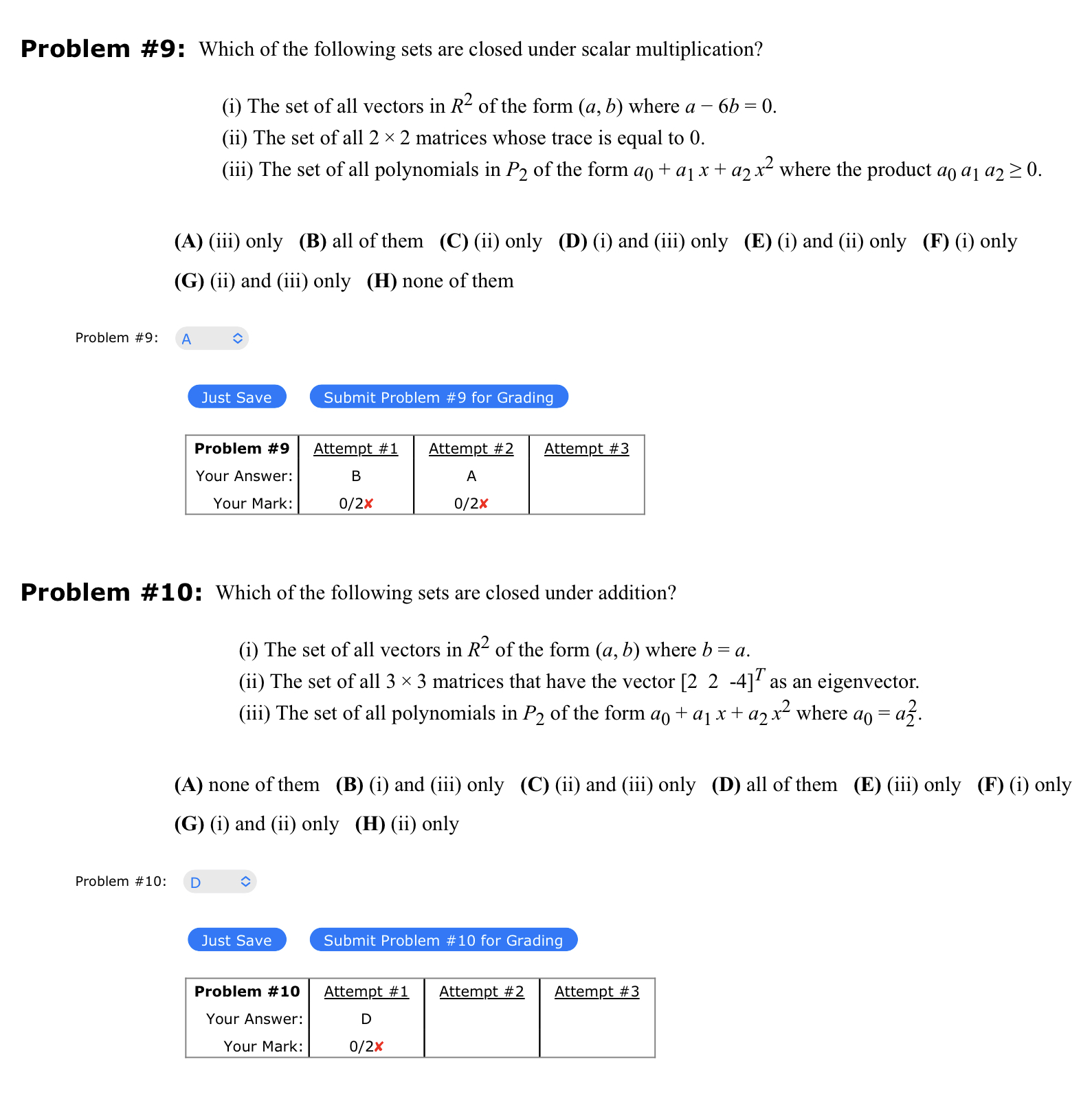 Solved blem \#9: Which of the following sets are closed | Chegg.com