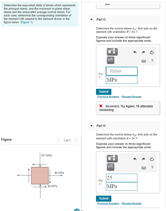 Solved Pall. Determine the equivalent state of stress which | Chegg.com
