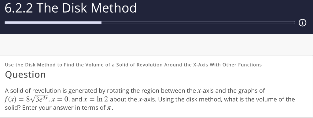 Solved 6.2.2 The Disk Method Use the Disk Method to Find the | Chegg.com