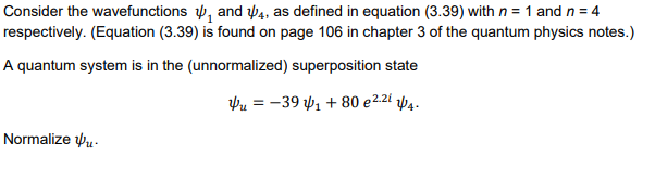 Solved Consider the wavefunctions, and 44, as defined in | Chegg.com