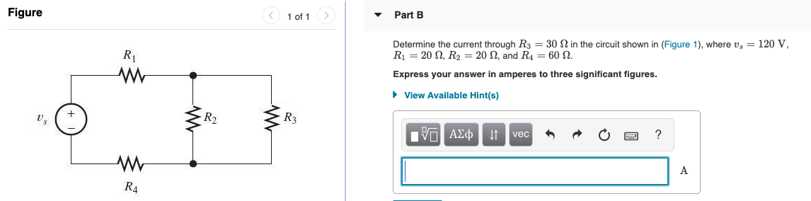 Solved Figure Part B 1 Of 1 Determine The Current Through R3