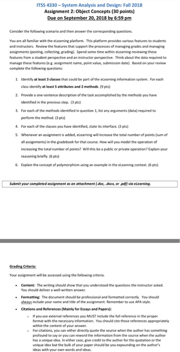 Solved ITSS 4330- System Analysis and Design: Fall 2018 | Chegg.com