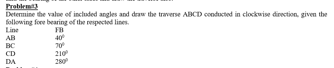 Solved Problem#3 Determine the value of included angles and | Chegg.com