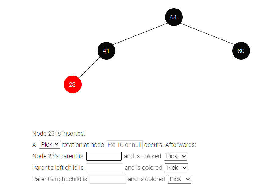 Node 23 is inserted. A rotation at node occurs. | Chegg.com