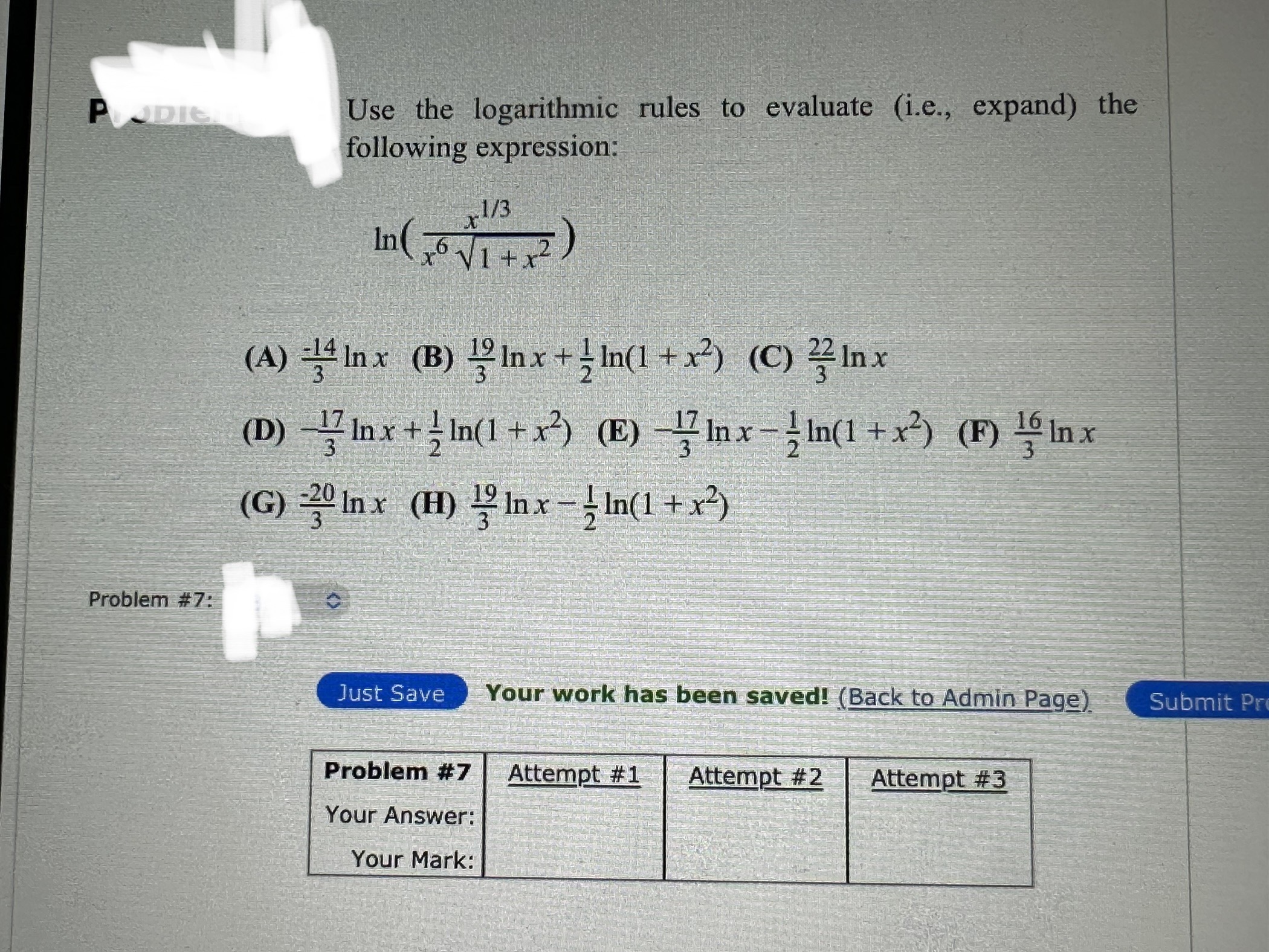 Solved Use the logarithmic rules to evaluate (i.e., expand) | Chegg.com