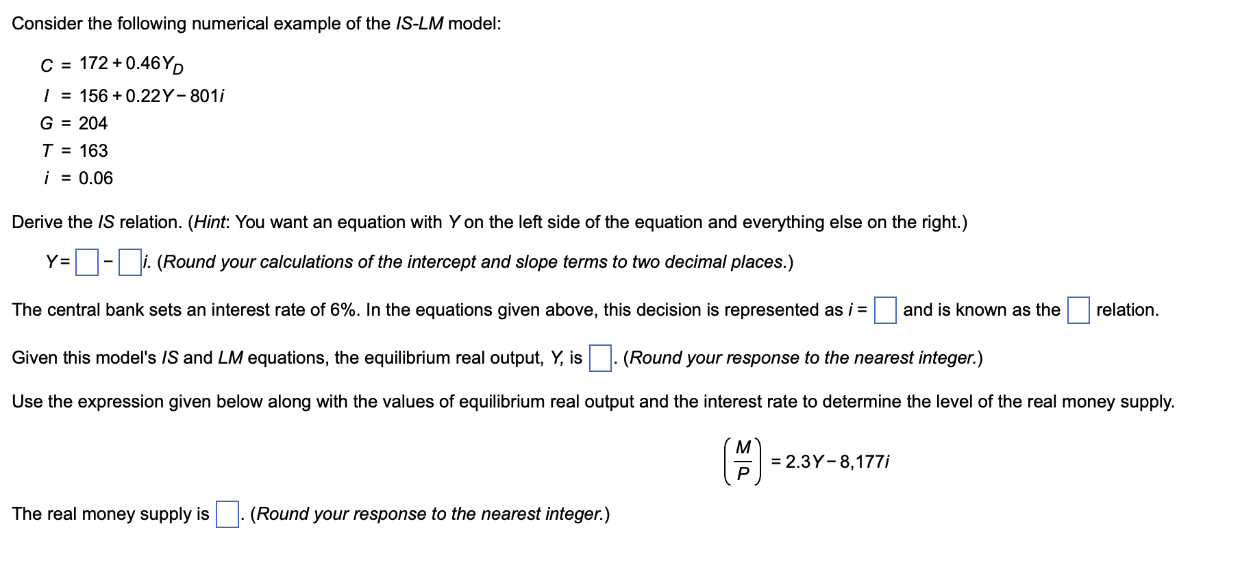 Solved Consider the following numerical example of the IS-LM | Chegg.com