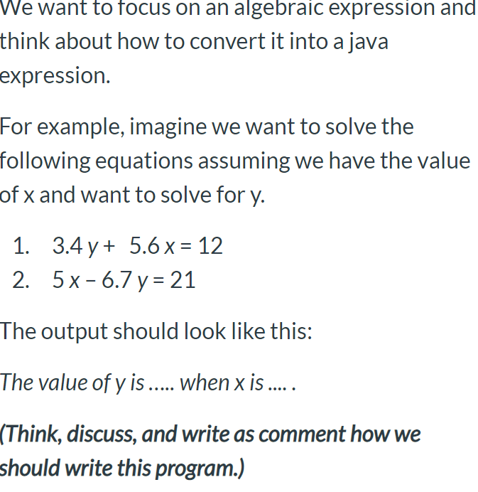 Solved We want to focus on an algebraic expression and think | Chegg.com