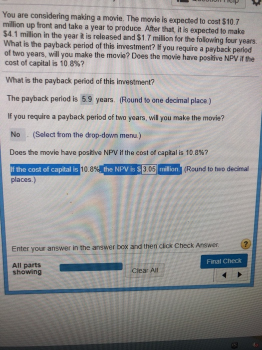 Solved You are considering making a movie. The movie is | Chegg.com