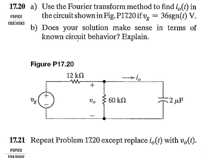 Solved 17.20 a) Use the Fourier transform method to find | Chegg.com