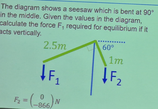 Solved The diagram shows a seesaw which is bent at 90degin | Chegg.com