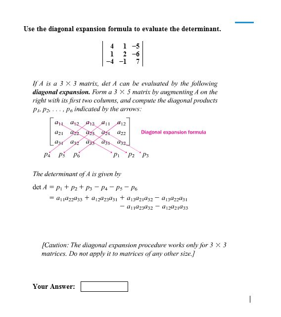 Solved Use the diagonal expansion formula to evaluate the | Chegg.com