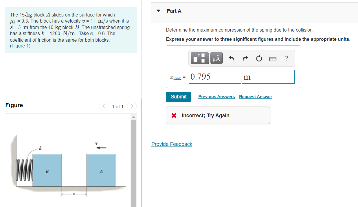 Solved Part A The 15-kg block A slides on the surface for | Chegg.com