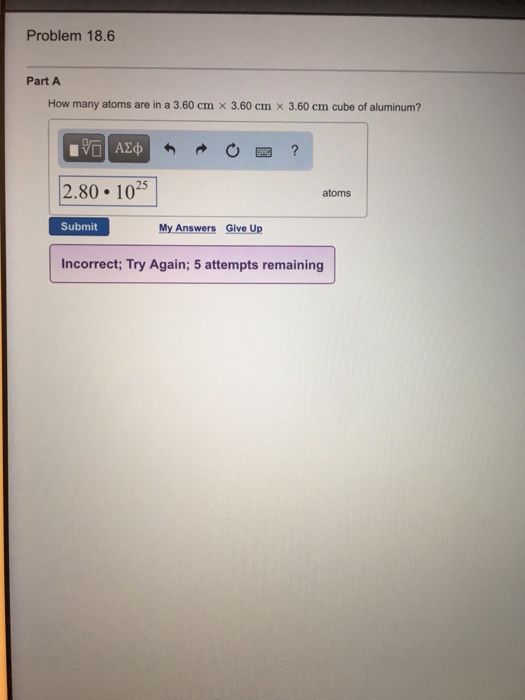 Solved Problem 18.6 Part A How many atoms are in a 3.60 cm x | Chegg.com