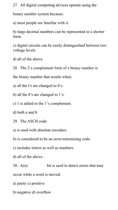 Solved All digital computing devices operate using the | Chegg.com