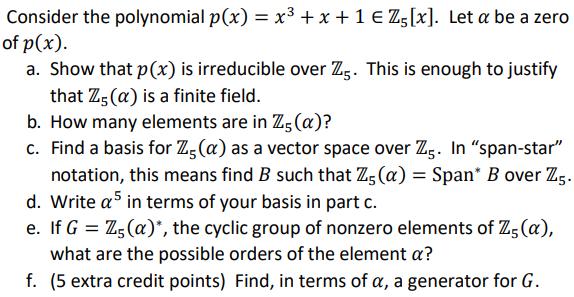 Solved Math 416 - Algebraic Structure Please only do part | Chegg.com
