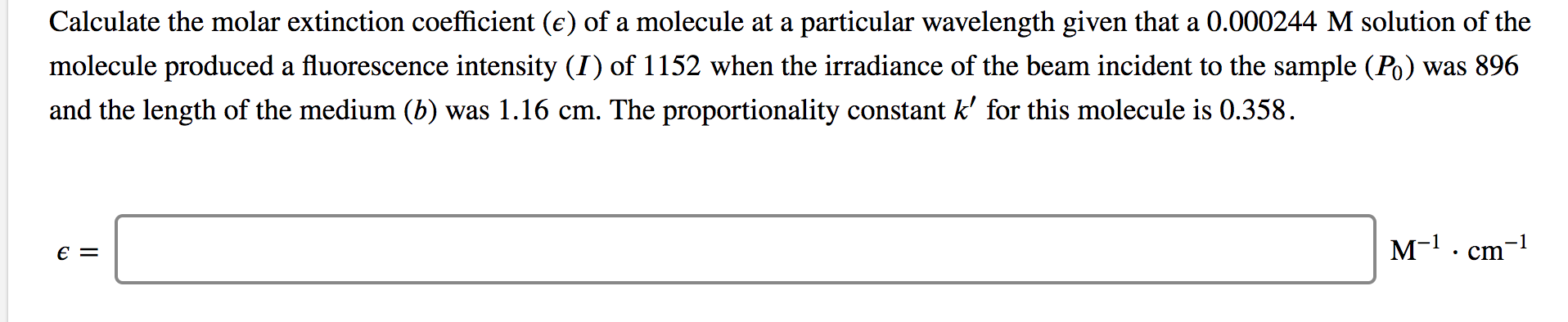 Solved Calculate the molar extinction coefficient (e) of a | Chegg.com