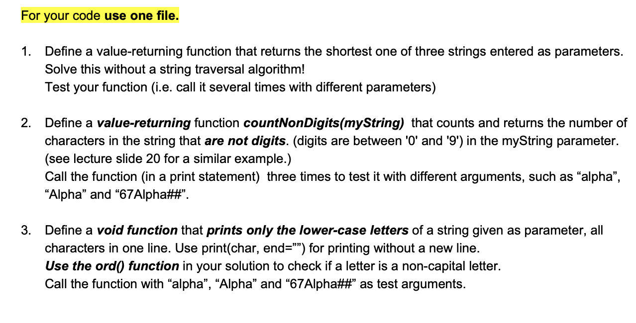 Solved For your code use one file. 1. Define a | Chegg.com