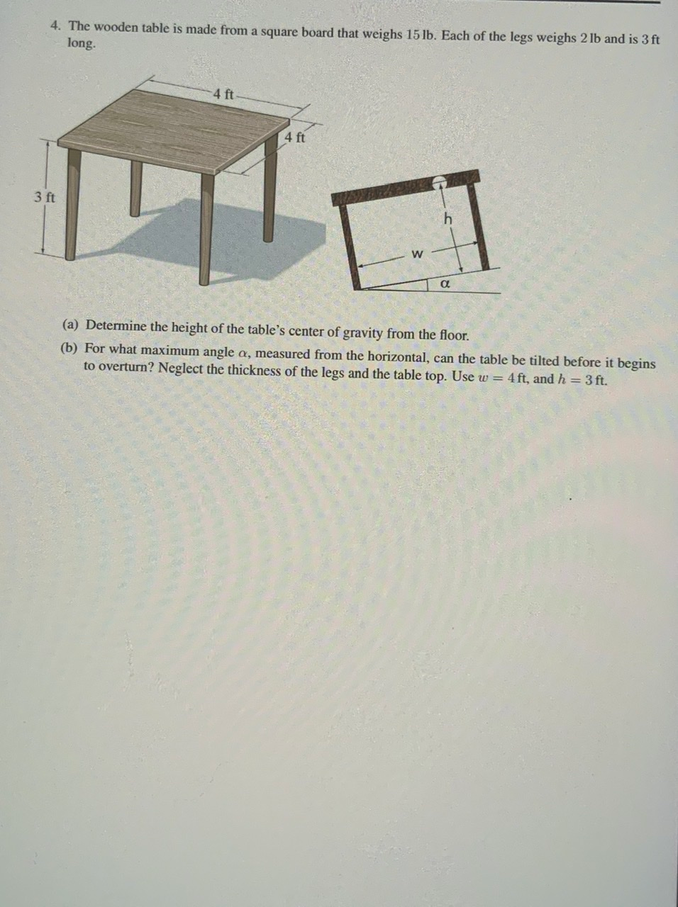 Solved 4. The wooden table is made from a square board that | Chegg.com