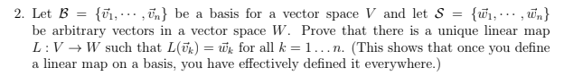 Solved 2. Let B={v1,⋯,vn} be a basis for a vector space V | Chegg.com