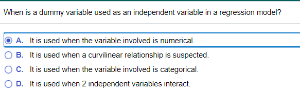Solved When is a dummy variable used as an independent | Chegg.com