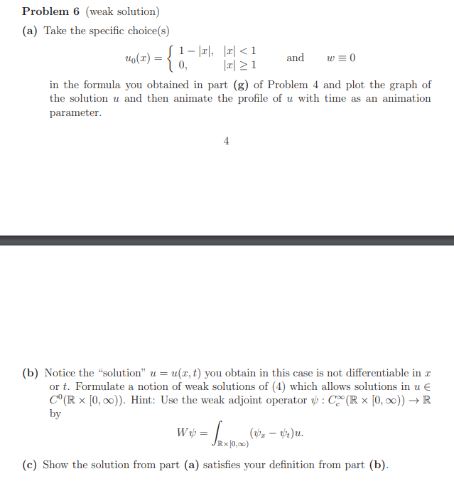 Solved Problem 6 (weak solution)(a) ﻿Take the specific | Chegg.com