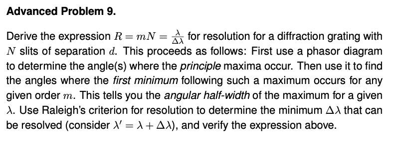 Solved Advanced Problem 9. Derive the expression R=mN = À | Chegg.com
